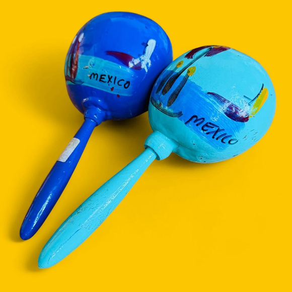 unbranded | Accents | Authentic Mexican Maracas Blue Hand Painted ...